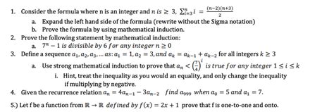 Solved Consider The Formula Where N Is An Integer And N Chegg