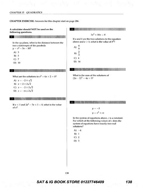 Quadratic Functions Exercise Pdf