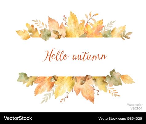 Watercolor Autumn Banner Leaves And Royalty Free Vector