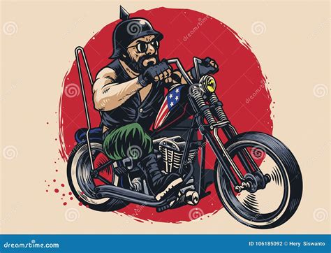 Man Riding A Chopper Motorcycle Stock Vector Illustration Of Outlaw