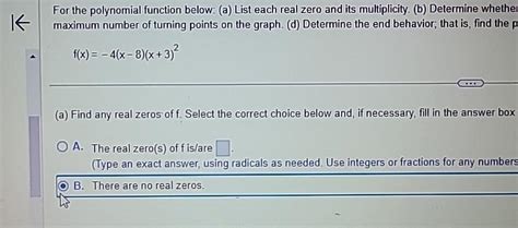 Solved For The Polynomial Function Below A ﻿list Each