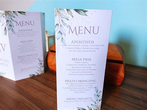 Menu Casamento Folhagens Triangular Elo7 Produtos Especiais