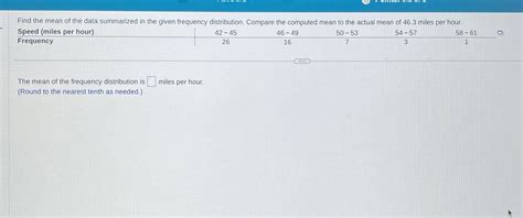 Solved Find The Mean Of The Data Summarized In The Given
