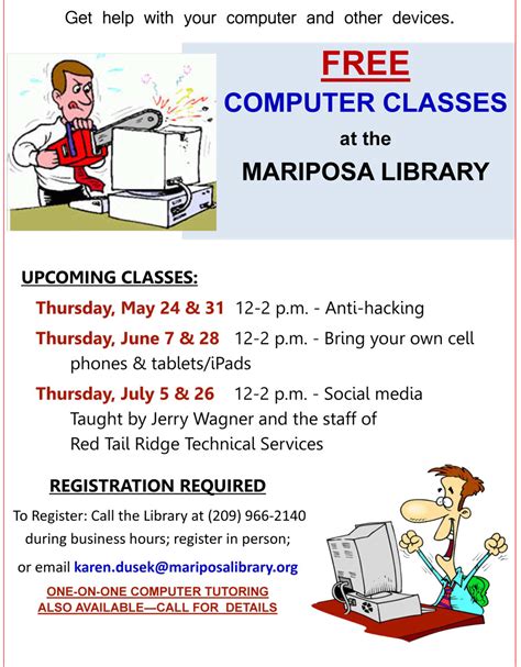 Mariposa County Library To Offer Free Computer Classes From May Through