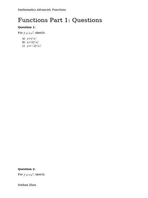 functions part 1 questions pdf