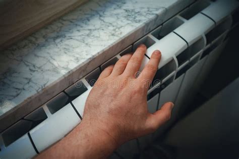 Man S Hand Checking Temperature Stock Image Image Of Handyman Indoor 272131863