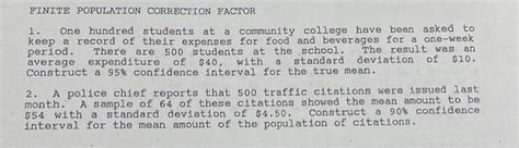 Solved Finite Population Correction Factor 1 One Hundred