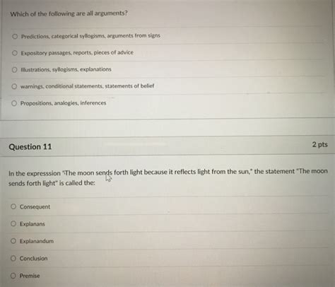 Solved Which Of The Following Are All Arguments O