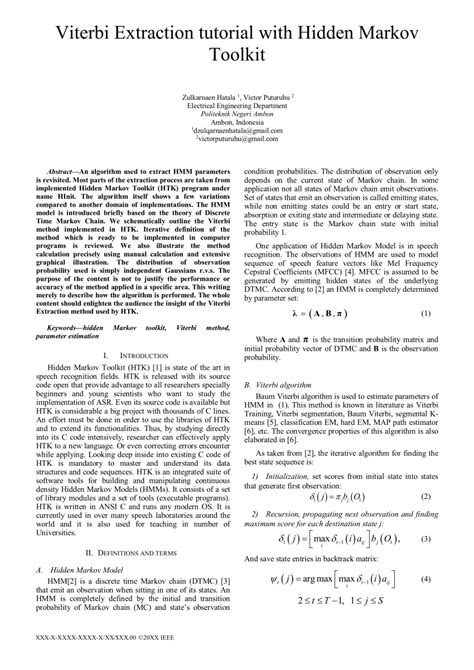 Pdf Viterbi Algorithm And Its Application To Indonesian Speech