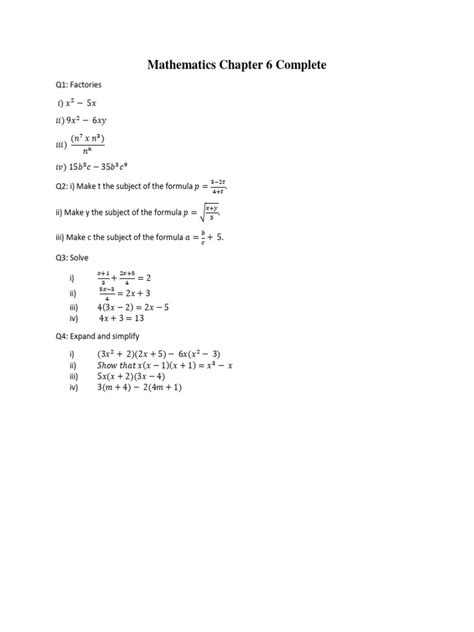 Mathematics Chapter 6 Complete Pdf