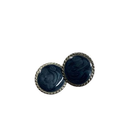 Retro Navy Blue Enamel Lightweight Earringss Used Very Good