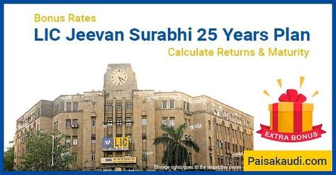 Lic Jeevan Surabhi Plan 25 Years Bonus Rates With Maturity Calculation