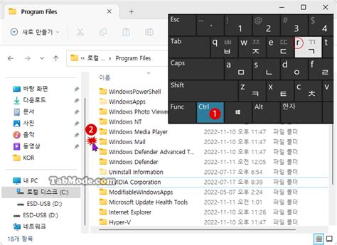 Windows 11 파일 탐색기에서 항목을 선택하는 방법 Tabmode