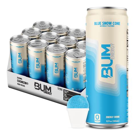 Bum Energy Blue Snow Cone Energy Drink 112 Mg Natural Caffeine 12 Fl