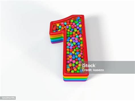 플라스틱 장난감 공으로 가득 번호 1 모양의 어린이 수영장 3d 일러스트레이션 0명에 대한 스톡 사진 및 기타 이미지 0명 1 3차원 형태 Istock