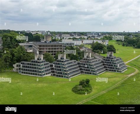An Aerial View Of The University Of East Anglia Campus With Its Distinctive Ziggurat Buildings