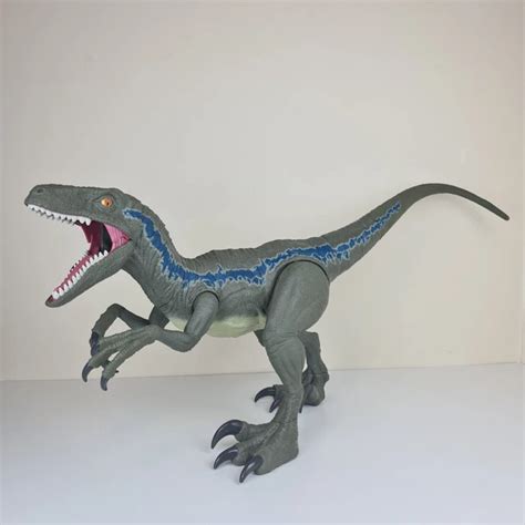Jurassic World Dinosaur Super Colossal Velociraptor Blue Figure Large