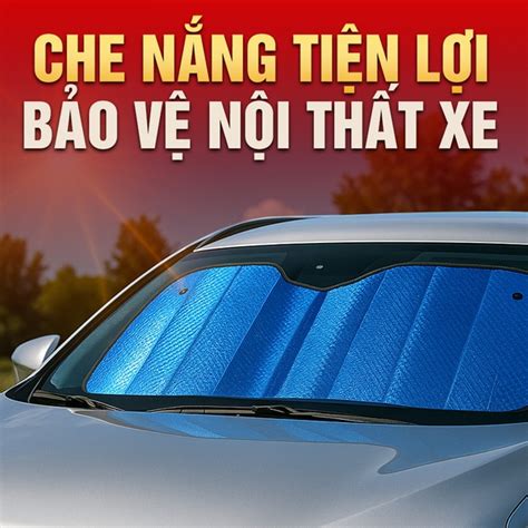 Tấm Che Nắng Ô Tô Xốp Cách Nhiệt Loại Dài Gấp Gọn Màu Lam Phủ Bạc Cho Kính Lái Và Kính Sau Cind