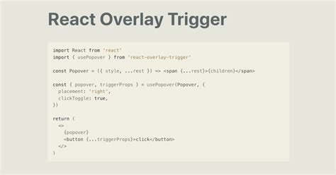 React Overlay Trigger React Overlay Trigger