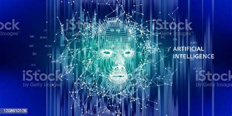 추상 3d 와이어프레임 면입니다 Ai 인공 지능 개념 선 데이터와 추상 디지털 인간의 얼굴 빅 데이터 0명에 대한 스톡 사진 및 기타 이미지 Istock