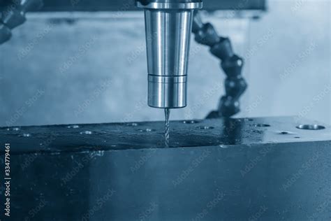 The Tapping Process On CNC Milling Machine In The Light Blue Scene The Hi Technology