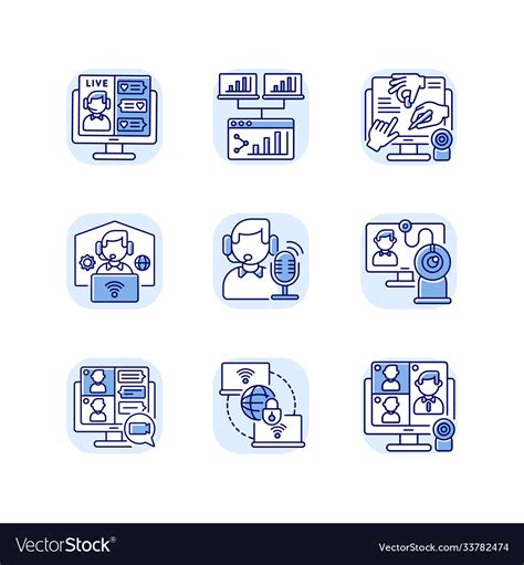 Virtual Communication Rgb Color Icons Set Vector Image