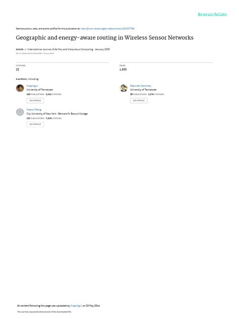 Geographic And Energy Aware Routing In Wireless Se Pdf Wireless Sensor Network Routing