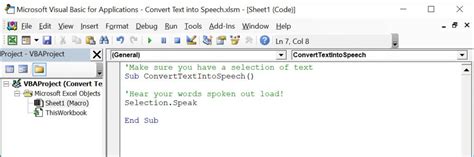 convert text into speech using macros myexcelonline