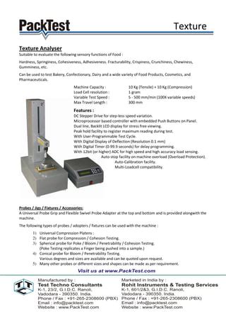 Texture Analyser PDF Computer Peripherals Computing