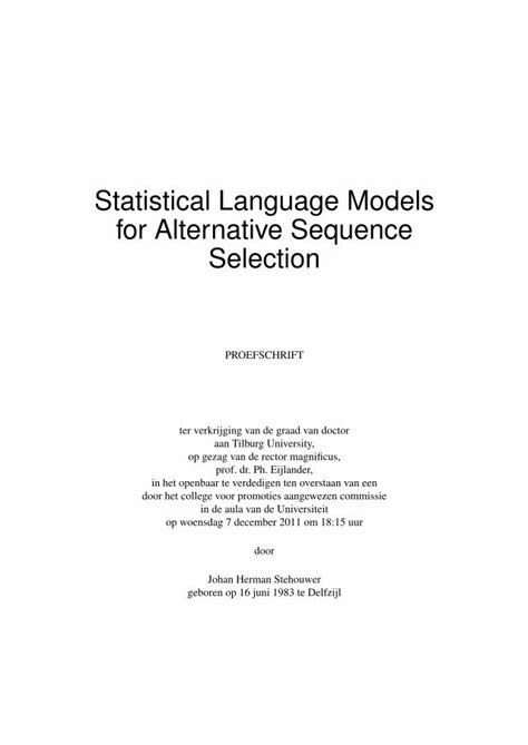 Pdf Statistical Language Models For Alternative Sequence Selectionpubmanmpdlmpgdepubman