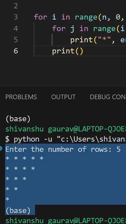 Pattern Problem In Python How To Print Star Pattern Python For Beginners Python Pattern