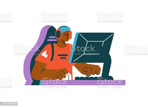 집중된 십대 소년은 E스포츠 토너먼트 중에 비디오 게임을하며 흰색으로 격리 된 플랫 벡터 일러스트레이션을 재생합니다 비디오 게임에 대한 스톡 벡터 아트 및 기타 이미지