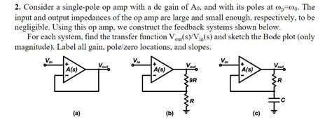 Solved 2 Consider A Single Pole Op Amp With A De Gain Of