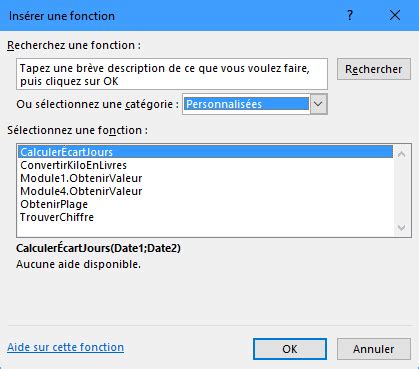 Fonction VBA Appel Valeur de Retour et Paramètres Automate Excel