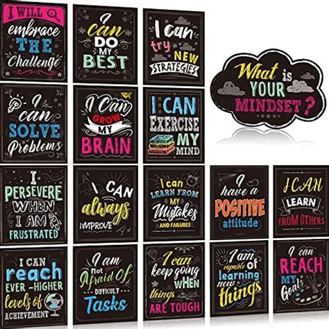 Growth Mindset Posters Set Confetti Classroom Bulletin Board