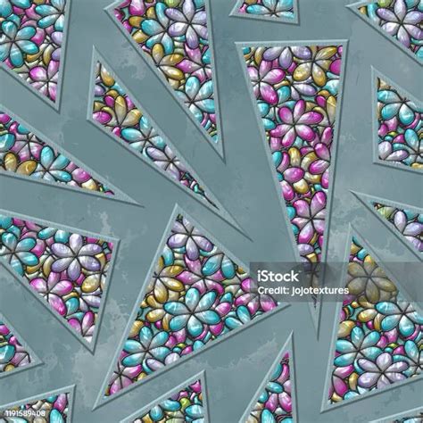 삼각형과 꽃 무늬 조각 그런 지 배경 원활한 질감 3d 일러스트 꽃 식물에 대한 스톡 사진 및 기타 이미지 꽃 식물 0명