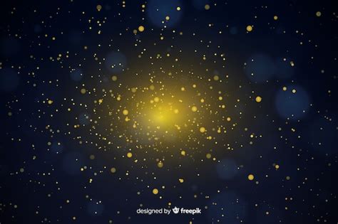 황금 입자 Bokeh와 고급 배경 무료 벡터