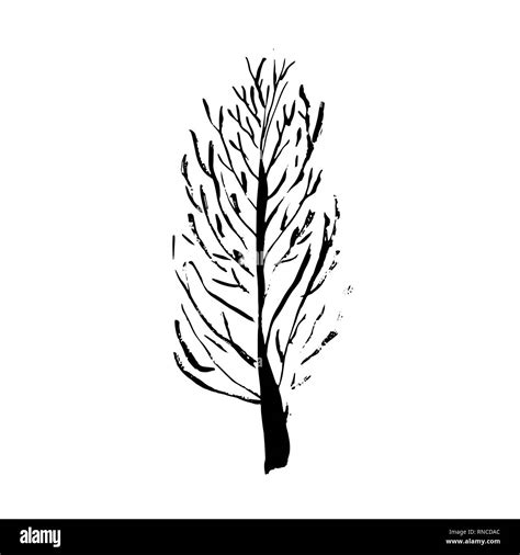 Tree Silhouette Hand Drawn Vector Illustration Stock Vector Image