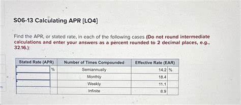 Solved S06 13 ﻿calculating Apr Lo4 Find The Apr Or Stated