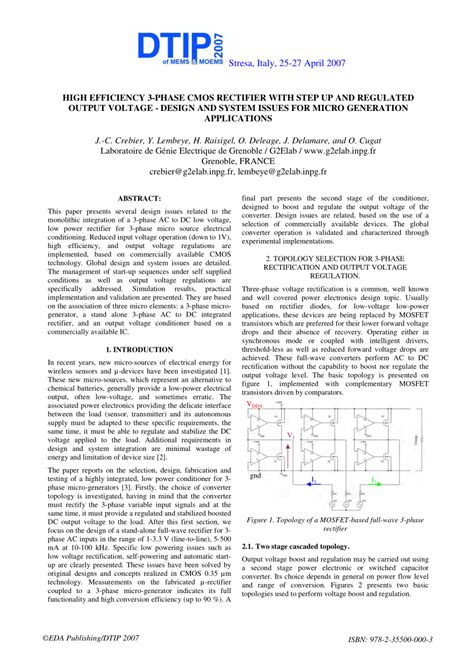 Pdf High Efficiency 3 Phase Cmos Rectifier With Step Up And Regulated