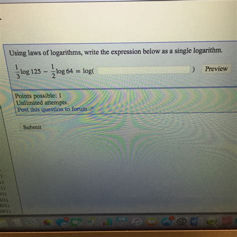 Solved Using Laws Of Logarithms Write The Expression Below