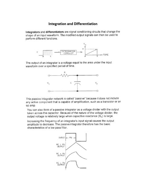 Integrator And Differentiator Circuit Analysis Pdf
