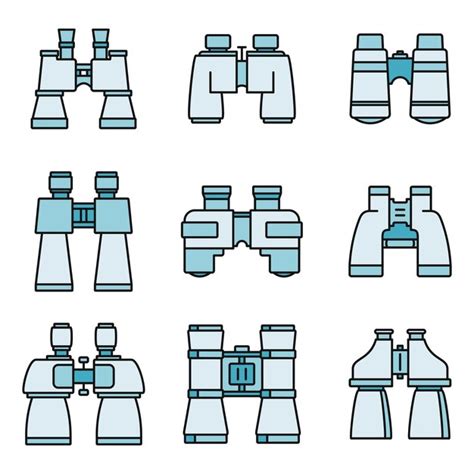 Premium Vector Travel Binoculars Icons Set Outline Set Of Travel Binoculars Vector Icons Thin