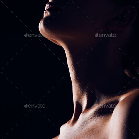 Sexy Neck And Woman On Black Background For Sensual Seduction And Erotic Silhouette Sexual