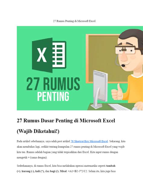 27 Rumus Penting Di Microsoft Excel Pdf
