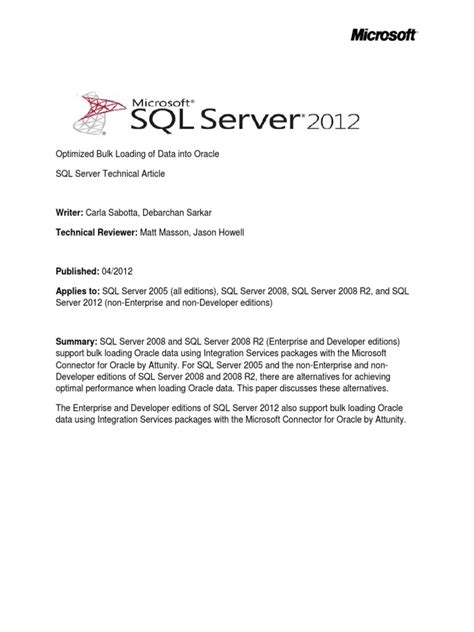 Bulk Insert To Oracle Final Pdf Oracle Database Microsoft Sql Server