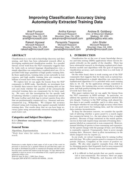 Pdf Improving Classification Accuracy Using Automatically Extracted