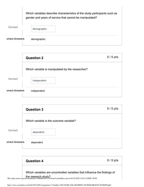 SOLUTION Assignment Variables Nurs Princ Of Research In Nursing Pdf Studypool