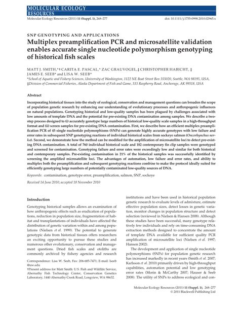 Pdf Multiplex Preamplification Pcr And Microsatellite Validation Allows Accurate Single