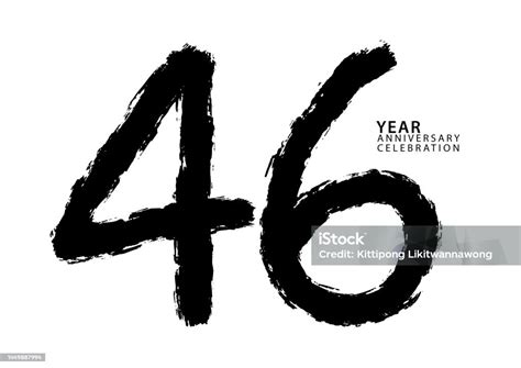 46 주년 기념 축하 블랙 컬러 로고 타입 벡터 46 숫자 디자인 46 번째 생일 초대장 로고 번호 디자인 벡터 일러스트 레이 션 검은 붓놀림 그림 2022년에 대한 스톡